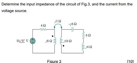 Solved Determine The Input Impedance Of The Circuit Of Chegg