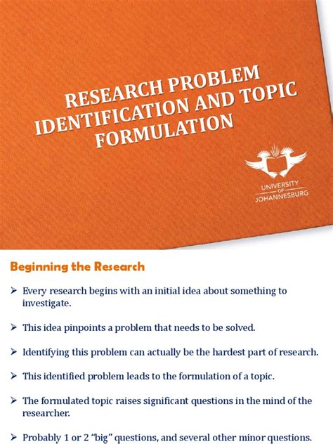 Research Problem Identification And Topic Formulation Pdf Customer