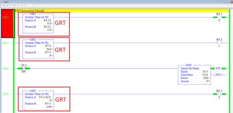 plc programming comparison instructions grt greater than
