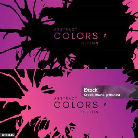 블랙 페인트 스플래시 장식 요소핑크 예술 수평 배너 추상적인 크리에이티브 디자인 손으로 그린 텍스처가 있는 배경 컬렉션 검은색에 대한 스톡 벡터 아트 및 기타 이미지