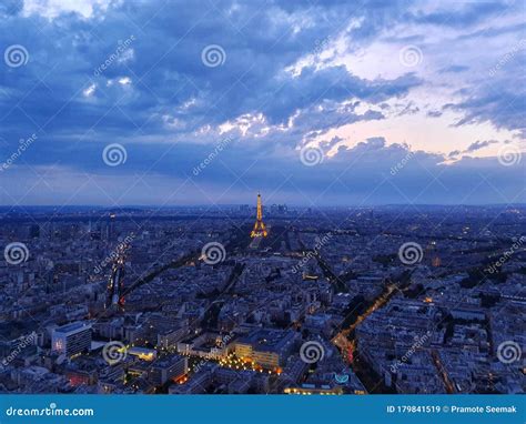 Ariel View Of Paris And The Eiffel Tower Paris France Editorial Stock Image Image Of