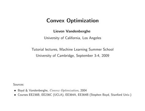 Pdf Convex Optimization University Of Oxfordazlecturesb1vandenberghe12pdf · Convex