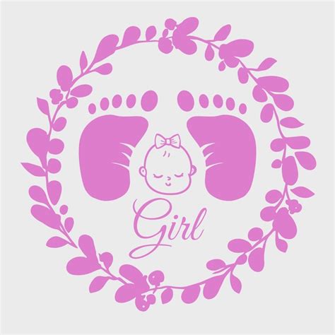 Bebé Niña Huella Prediseñada Vector Premium