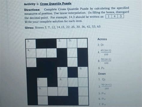 Activity Cross Quantile Puzzle Directions StudyX