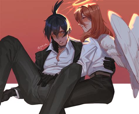 Rule 34 2boys Angel Angel Devil Chainsaw Man Angel Wings Black