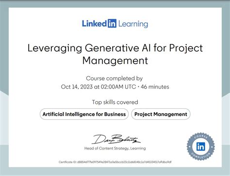 Learned Generative Ai For Project Management Talha Khalid Posted On