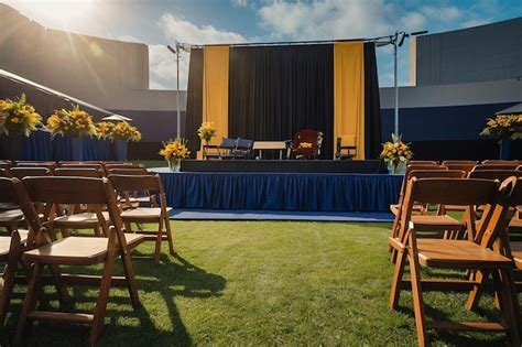 Premium Photo University Graduation Ceremony Setup With Stage And C