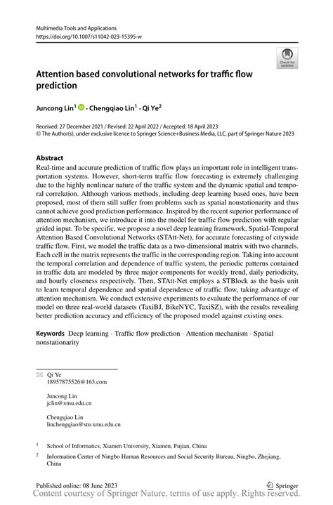 Attention Based Convolutional Networks For Traffic Flow Prediction Request Pdf