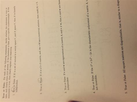 solved for each of the following statements decide whether