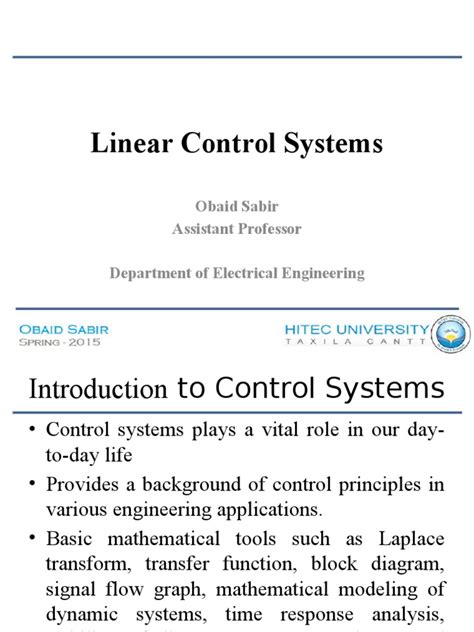 Introducation To Linear Control Systems Pdf Control Theory