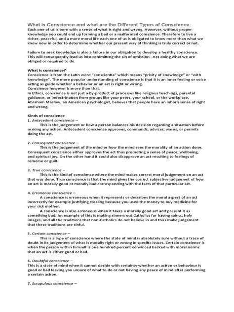 Conscience And What Are The Different Types Of Conscience Pdf Conscience Mind