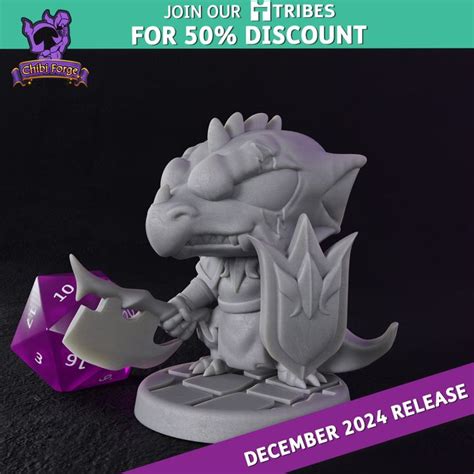 3d Printable Male Dragonborn Paladin Chibi Forge By Titan Forge