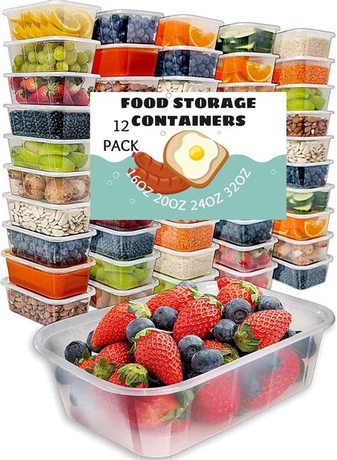 Famaston Food Storage Containers Rectangular With Lids 20oz
