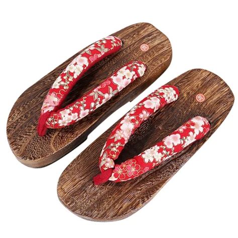 Cherry Blossom Japanese Wooden Geta Sandals Traditional Kimono Flip