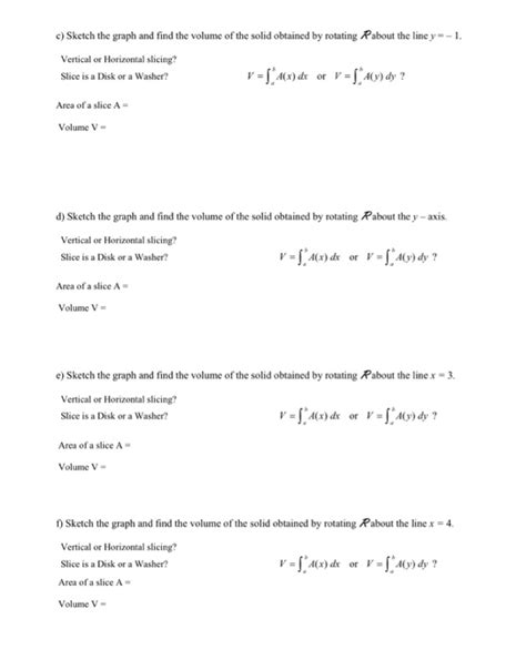 Solved II Volume Of Solids To Find The Volume V Of A Solid Chegg Com