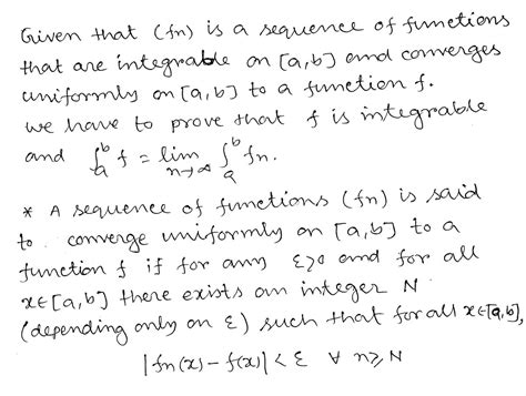 answered let fn be a sequence of functions that are integrable on [a