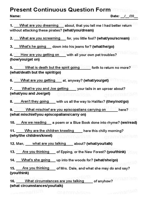 Grammarism Present Continuous Question Test 24 Solved 10790820 Pdf Pdf
