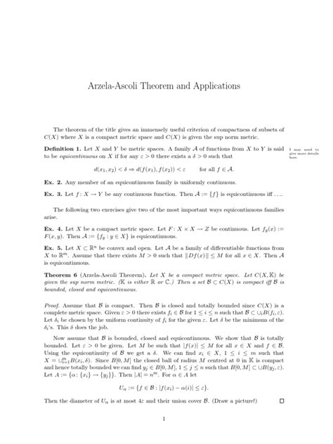 Arzela Ascoli Theorem And Applications Pdf Continuous Function