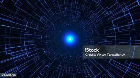 입자가 있는 디지털 원통형 터널의 비행 모션 그래픽 추상적인 디지털 배경입니다 데이터 흐름 정보 기술 터널 3d 렌더링 신경