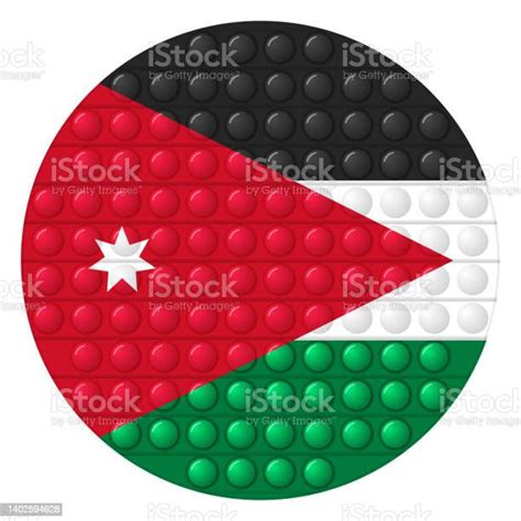 요르단의 국기가있는 유리 라이트 볼 둥근 구 템플릿 아이콘입니다 국가 상징 광택 사실적인 공 3d 벡터 일러스트 레이 션 트렌디 한 안티 스트레스 게임 팝 간단한 딤플 큰