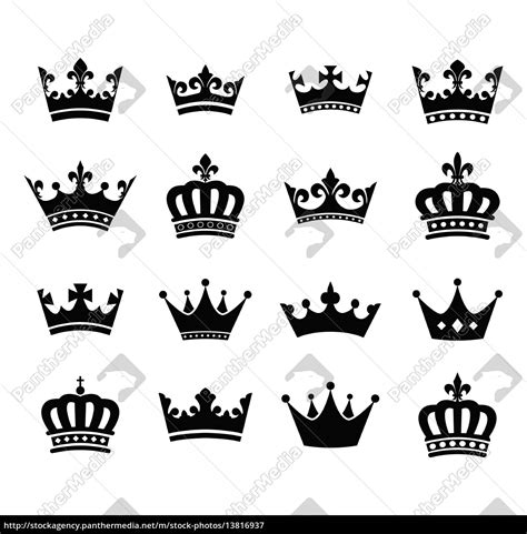 Sammlung Von Krone Silhouette Symbole Vol 2 Lizenzfreies Bild