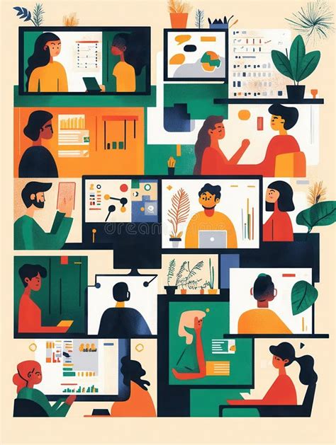 A Variety Of People Engaged In Collaborative Activities At Their Computers Sharing Ideas And