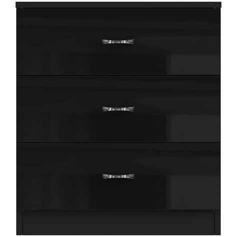 High Gloss 3 Drawer Bedside Table Nightstand