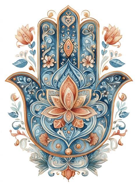 Hamsa Hamsa Clipart Blue Hamsa Art Floral Hamsa Boho Hand Art