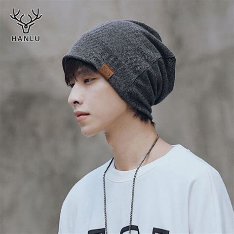 Hanlu หมวกสวมหัวผู้ชายสไตล์เกาหลีหมวกระบายอากาศ หมวกผชผญ ทรงหลวมหมวกลําลองผ้าฝ้ายหมวกถัก หมวก
