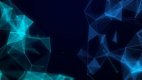 네트워크 연결 구조 움직이는 점 선 및 삼각형이있는 추상적 인 파란색 배경 미래 지향적 인 그림 디지털 기술 설계 3d 렌더링