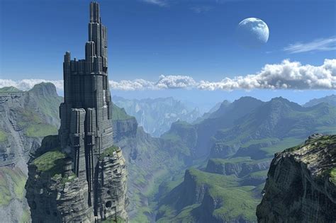 D D D D D D D D D Rendering Fantasy Landscape With Moon And Tree