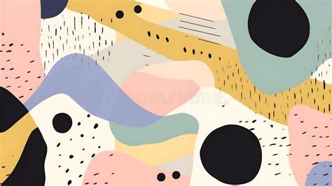 Abstract Composition Of Shapes And Textures In Colorful Tones Contemporary Design Stock
