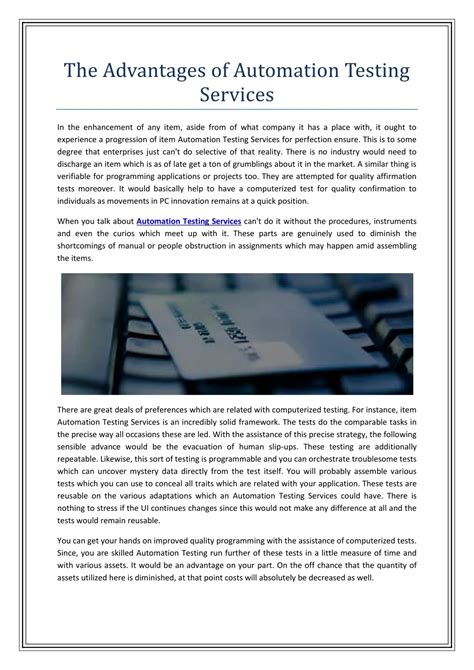 Ppt The Advantages Of Automation Testing Services Powerpoint