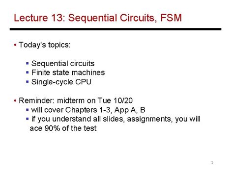 Lecture 13 Sequential Circuits Fsm Todays Topics Sequential