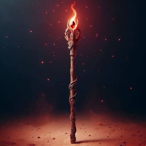Fire Staff Lotus Flower Art Staff Magic Artifact Art