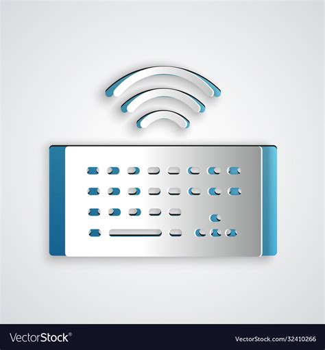 Paper Cut Wireless Computer Keyboard Icon Isolated