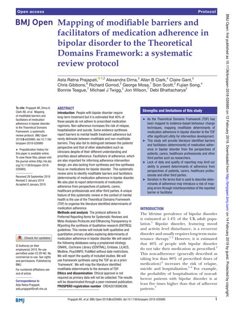 Pdf Mapping Of Modifiable Barriers And Facilitators Of Medication