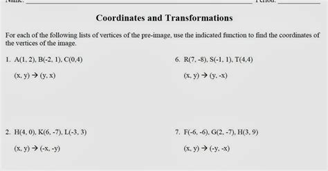 mr matt s math classes assignment coordinates and transformations