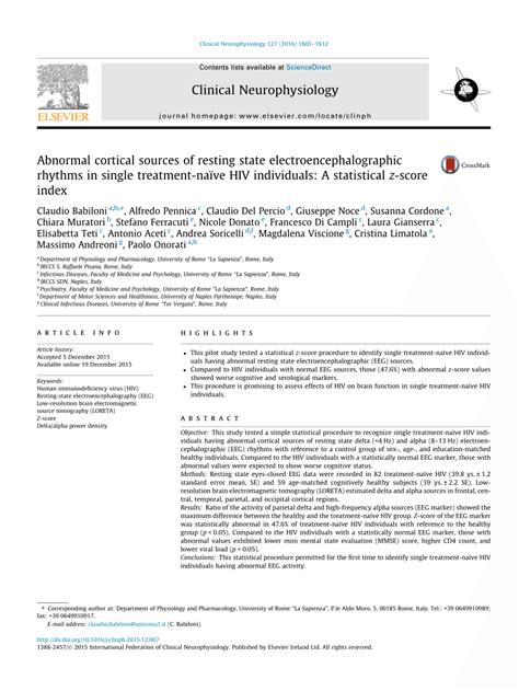 Pdf Abnormal Cortical Sources Of Resting State