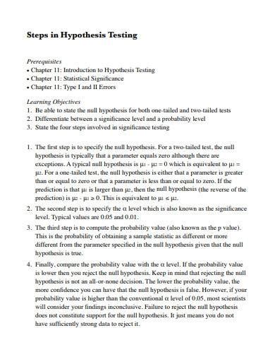 Free 10 Null Hypothesis Samples And Templates In Ms Word Pdf