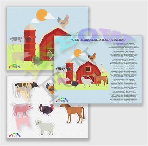 Old Mcdonald Farm Matching Game Circle Time Activity Digital Download