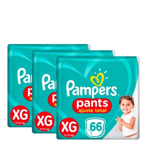 Kit Fralda Pampers Pants Ajuste Total Xg 66 Unidades 3 Pacotes