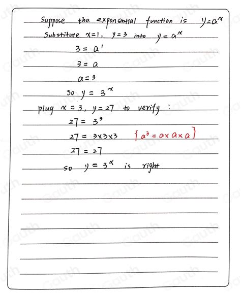 Solved Find The Equation Of The Exponential Function Represented By The Table Below Math