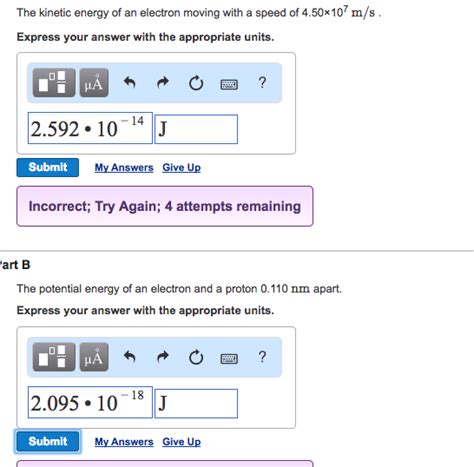 Solved The Kinetic Energy Of An Electron Moving With A Speed