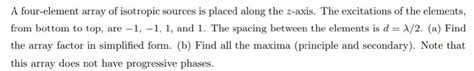 Solved A Four Element Array Of Isotropic Sources Is Placed