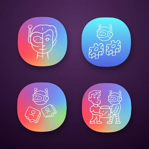 Software Bot App Icons Set Socialbot Transactional Impersonator Robot Software Program