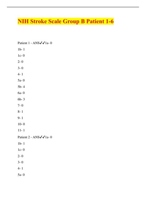 NIH Stroke Scale Group B Patient NIH Stroke Scale Stuvia US
