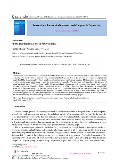 Pdf Fuzzy Fractional Factors In Fuzzy Graphs Ii