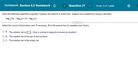 Solved Homework Section 6 5 Homework O Question 21 Score Chegg Com
