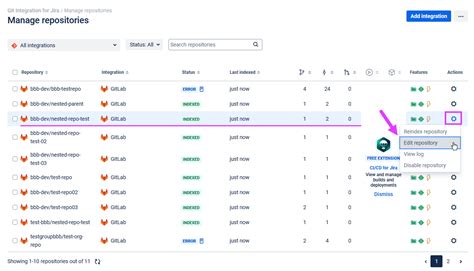 Edit Nested Repository Settings